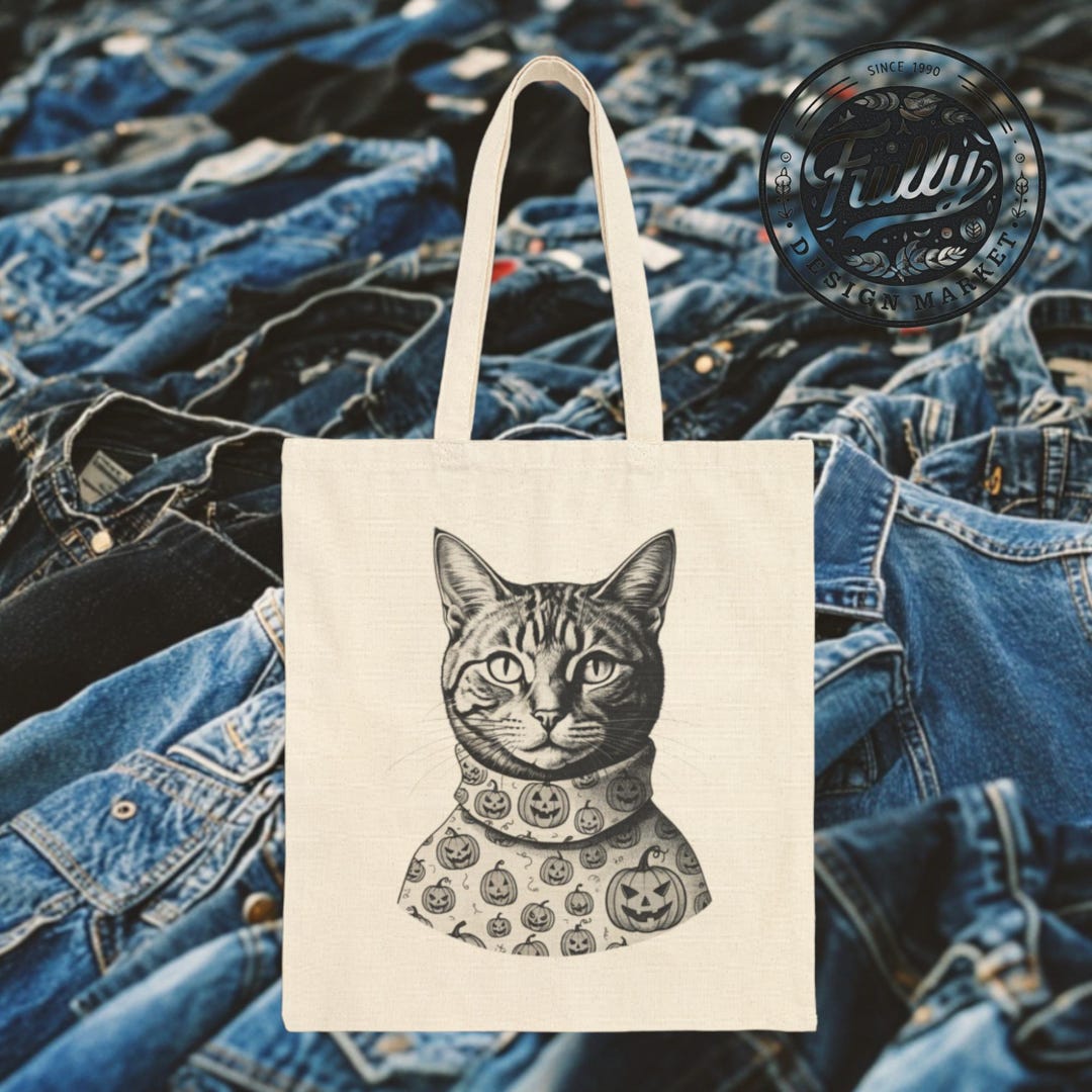 Custom Cat Portrait Halloween Tote Bag: Personalized Pet Gift - Etsy