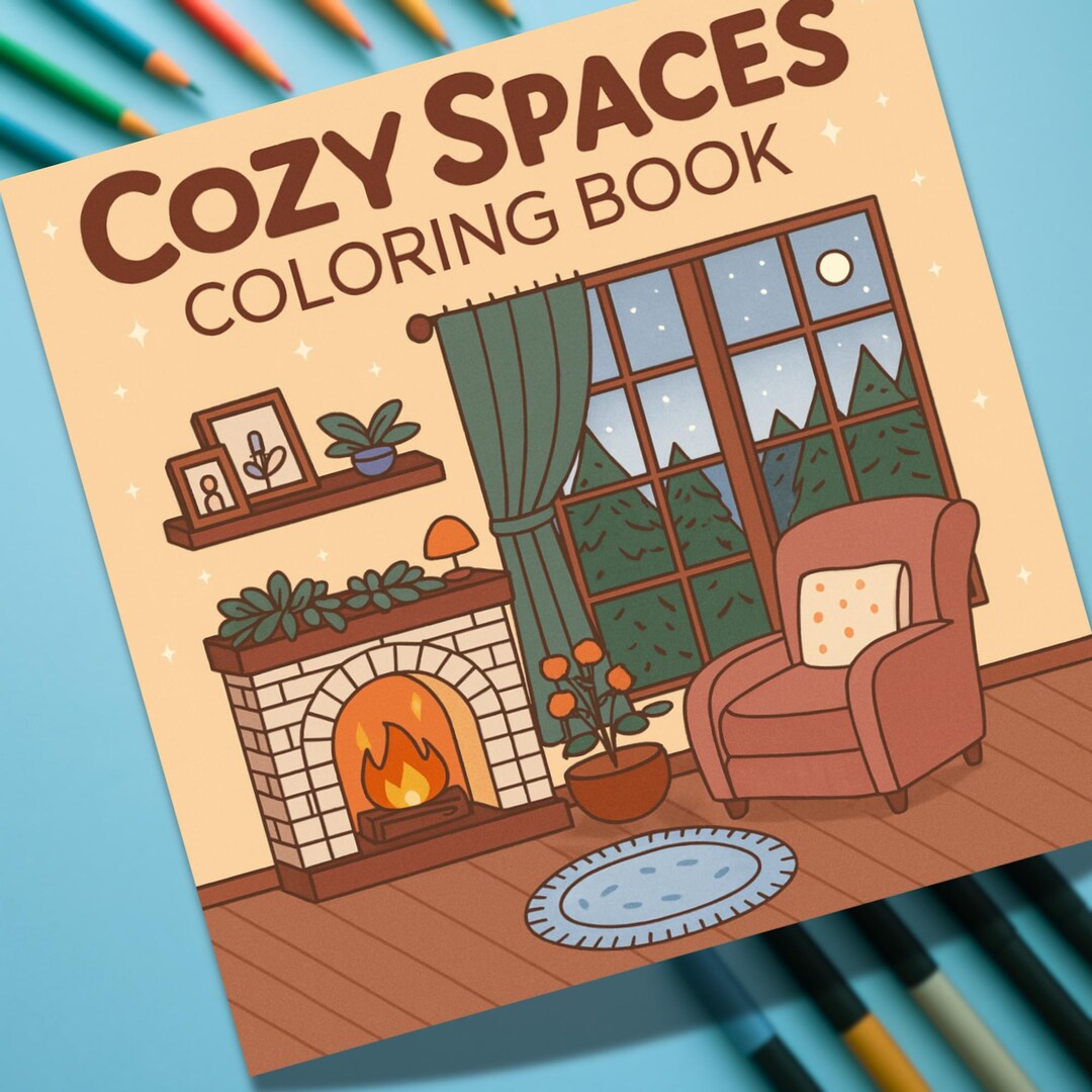 Cozy Spaces Coloring Book: 50 Printable Pages (PDF Pattern) - Etsy