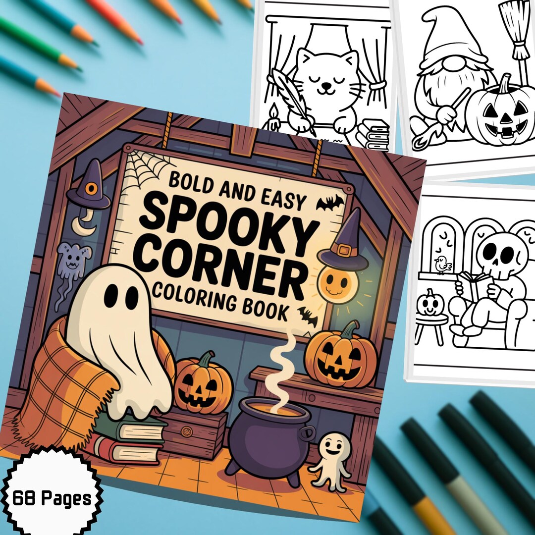 Spooky Corner by Coco Wyo Coloring Book PDF 68 Cute Printable Pages for ...