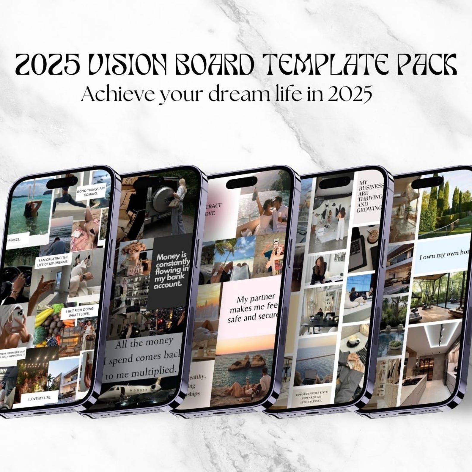 Vision Board 2025 Template Bundle FREE Manifestation Guide ...