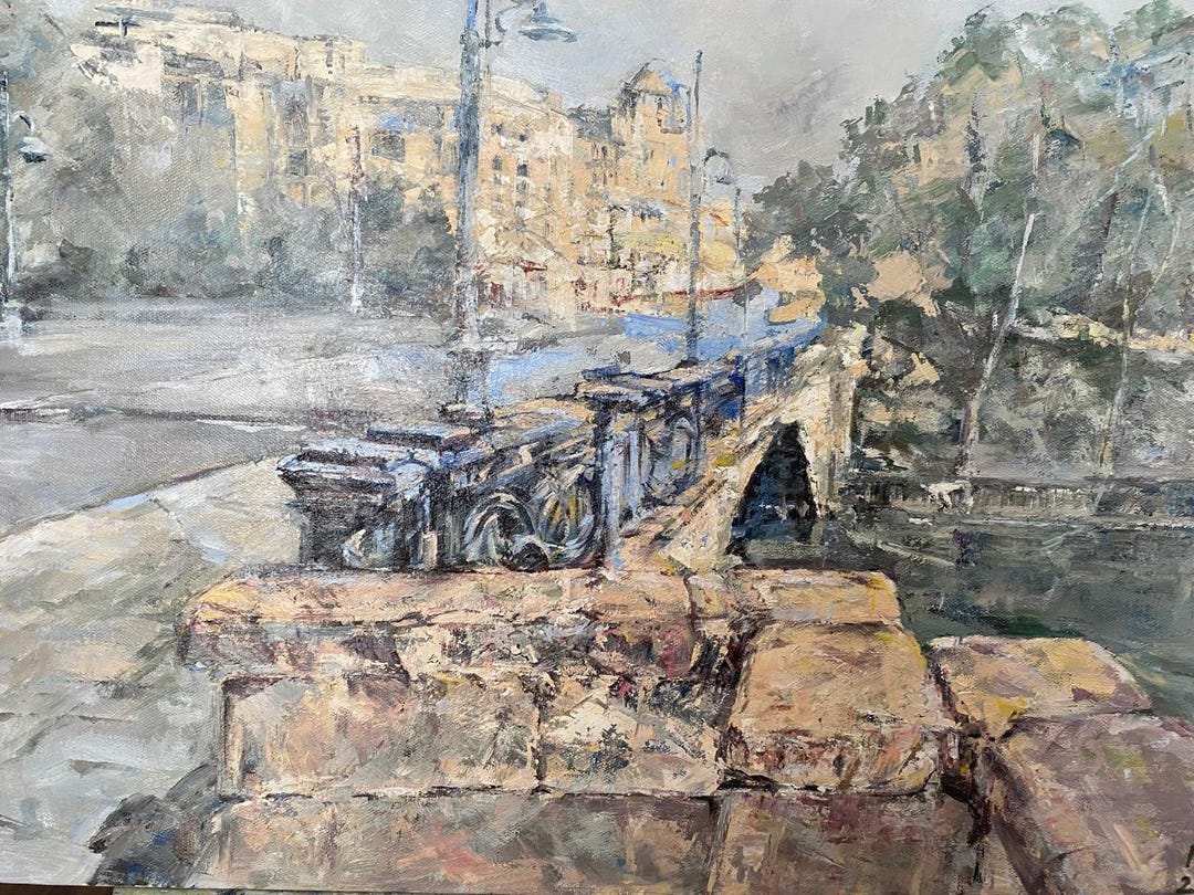 Colorful Abstract Bridge Painting for Living Room Decor by Miriam Art ...