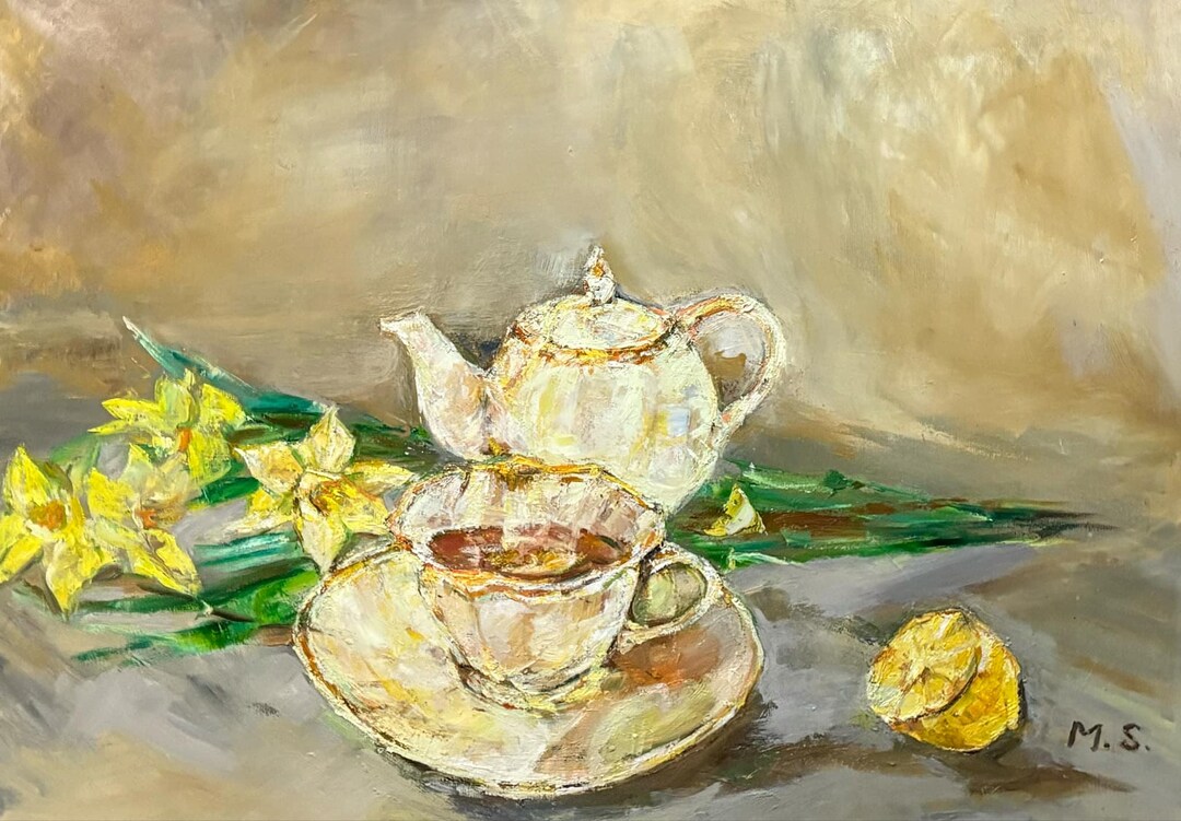 A Coup of Tea Painting by Miriam Art - Etsy