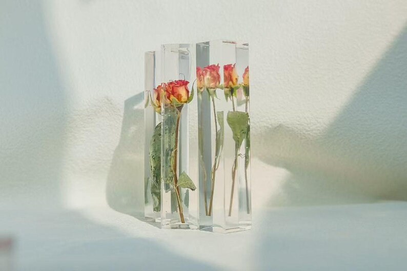 Real Roses Block, 115cm Resin Cube, Botanical Ornaments, Resin ...