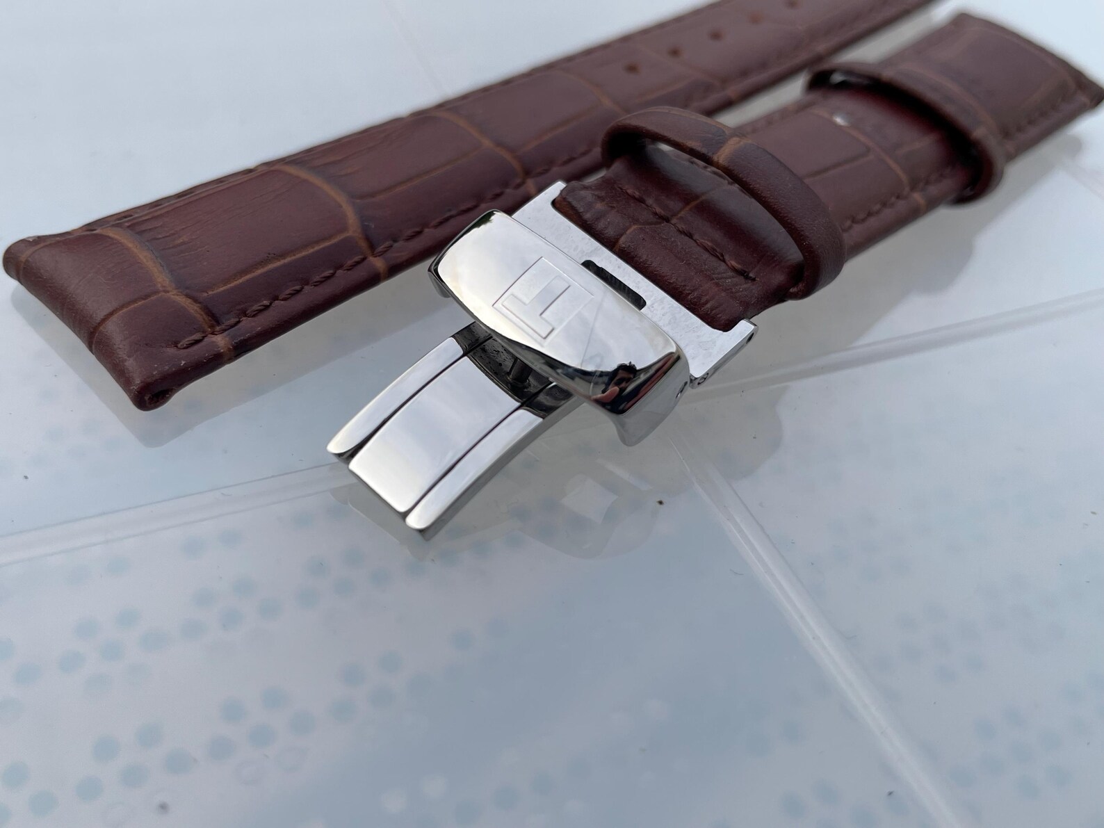 Tissot 20mm Brown Leather Watch Strap With Stainless Steel Deployment ...