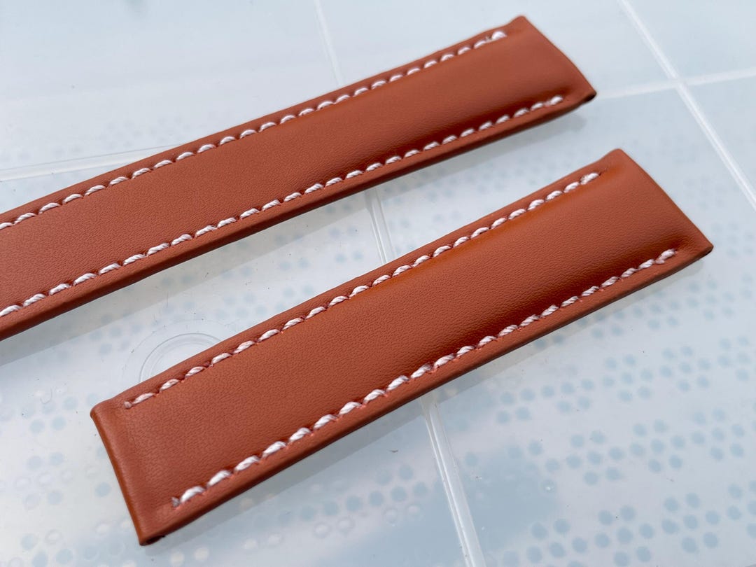 22mm Breitling Tan Brown Leather Mens Wrist Watch Strap Band Bracelet ...