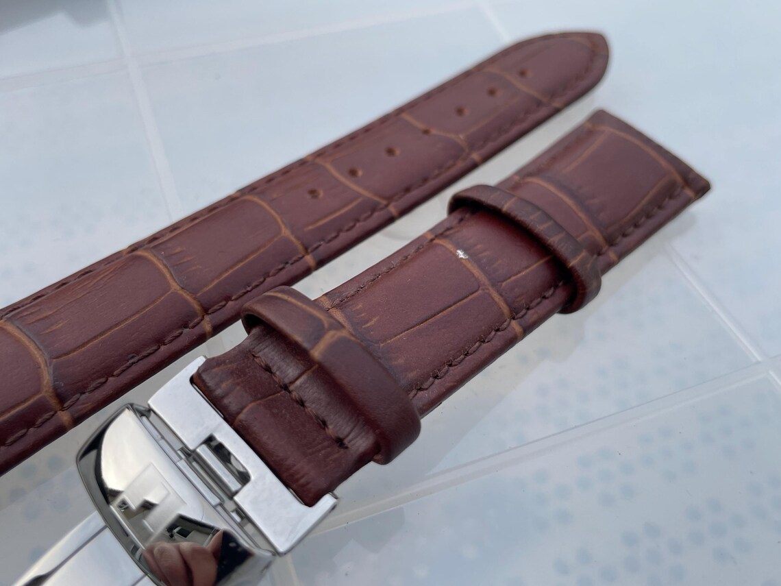 Tissot 20mm Brown Leather Watch Strap With Stainless Steel Deployment ...