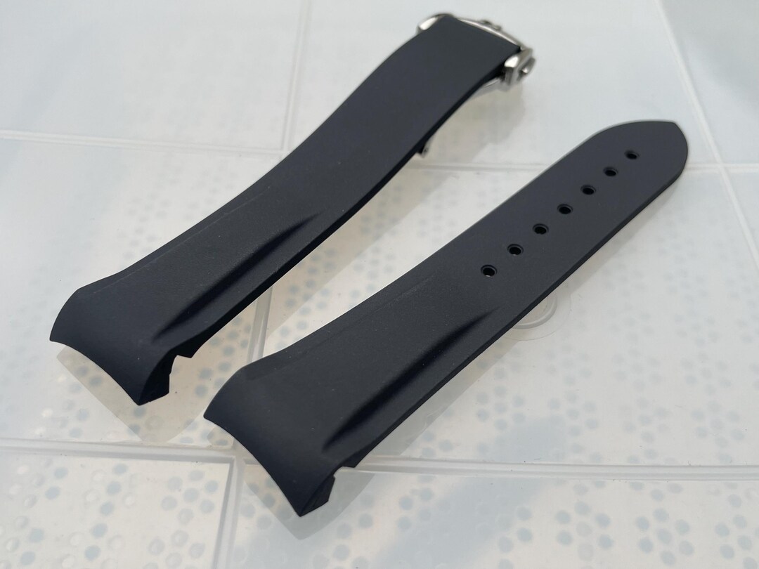 20mm Seamaster Planet Ocean Black Rubber Watch Strap With Deployment ...