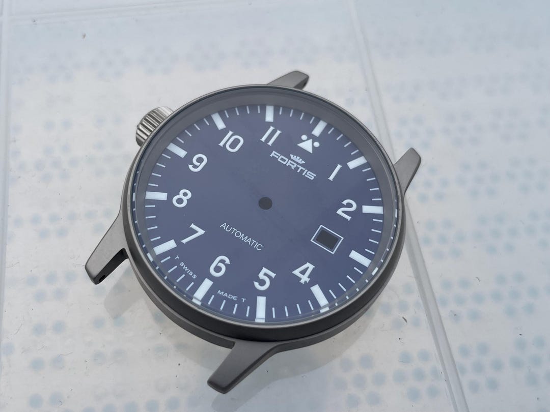 Fortis Fliger Watch Case Kit Blue Dial Stainless Steel Brushed Matee ...