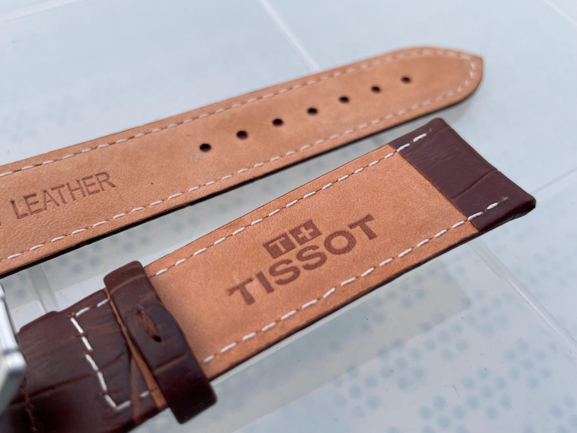Tissot 20mm Brown Leather Watch Strap With Stainless Steel Deployment ...