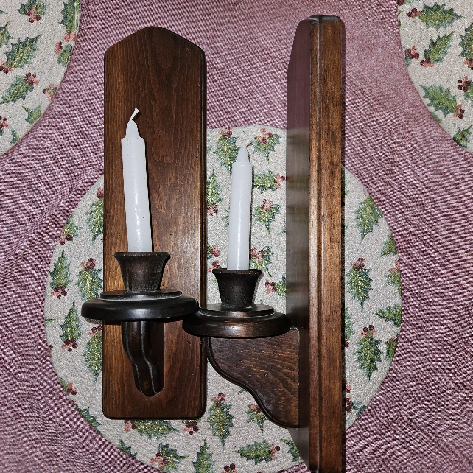 Vintage Pair of Wood Wall Sconces - Etsy