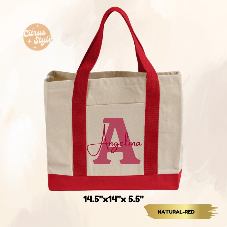 Personalized Canvas Tote Bag: Custom Name Monogram - Etsy
