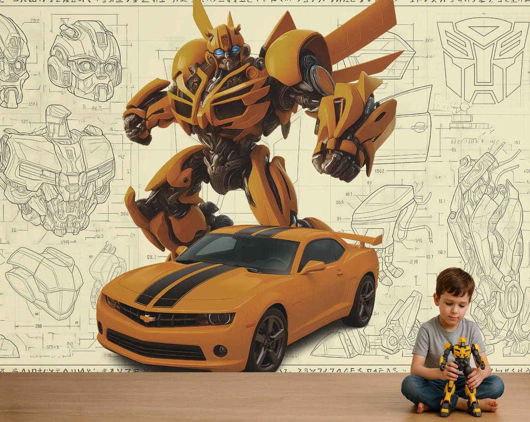 TRANSFORMERS Wallpaper Bumblebee Wall Decal Autobots Wall Sticker Robot ...