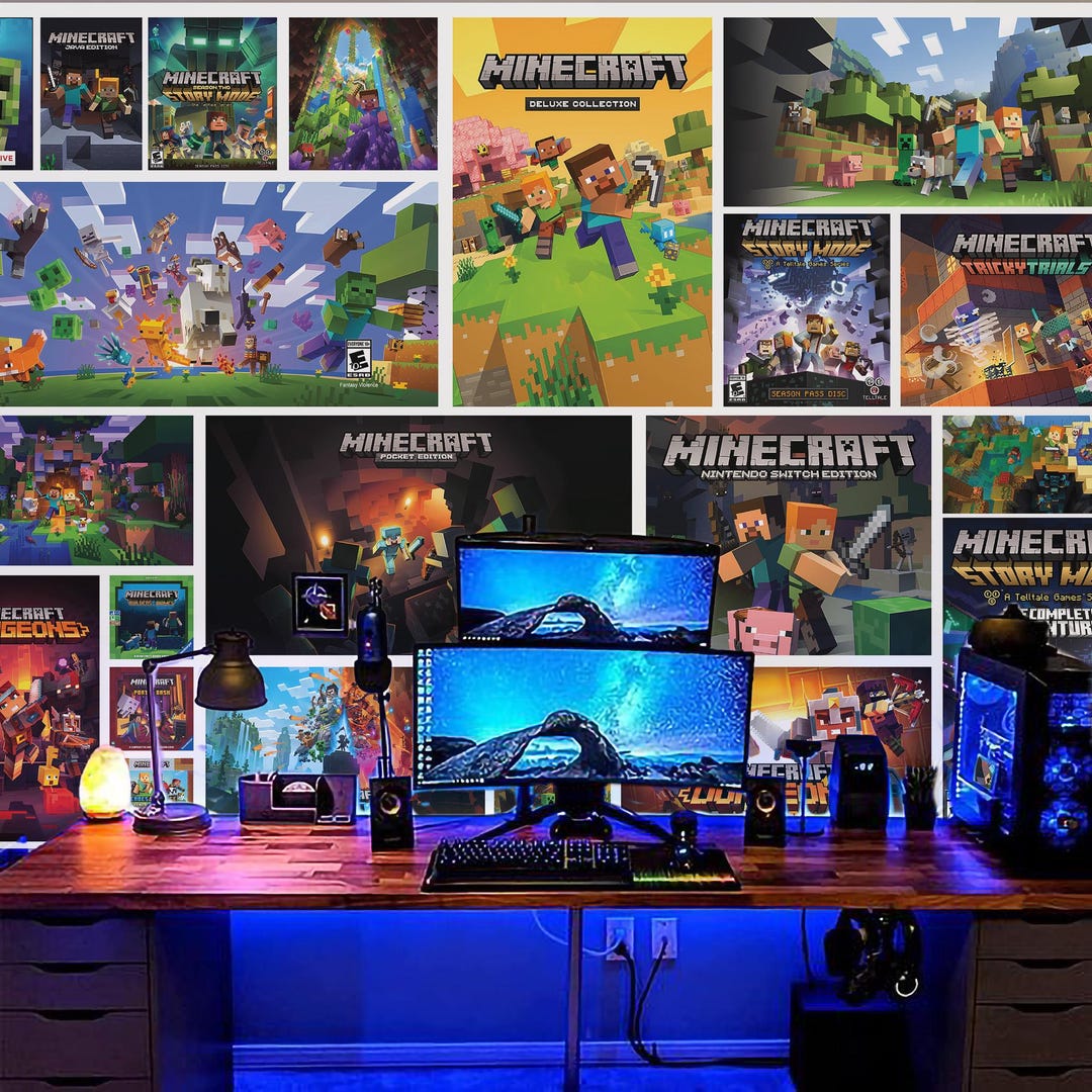 Minecraft Wall Decal Minecraft Wallpaper Pixel Block Wall Sticker Brick ...