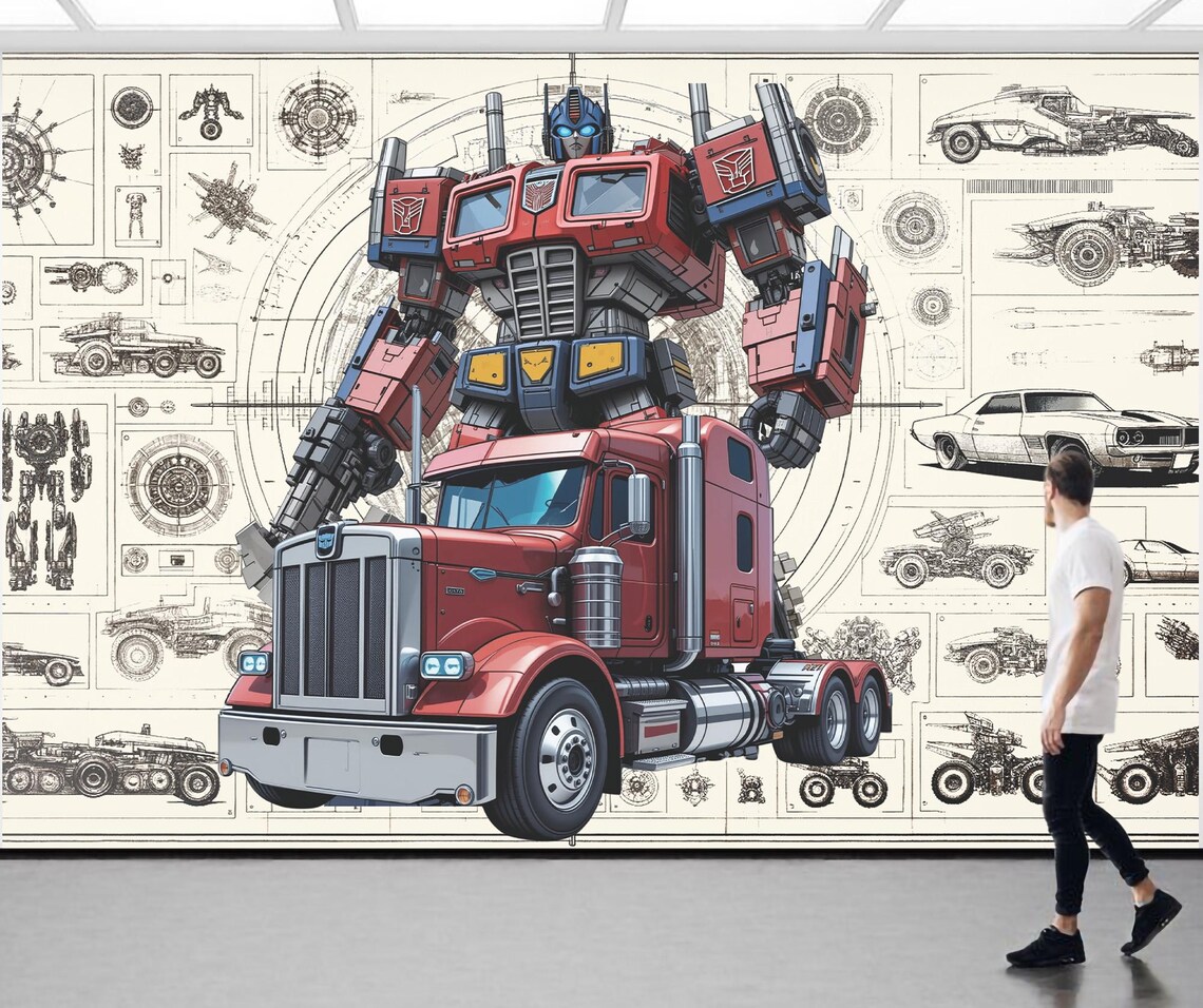 TRANSFORMERS Wallpaper Optimus Prime Wall Decal Autobots Wall Sticker ...
