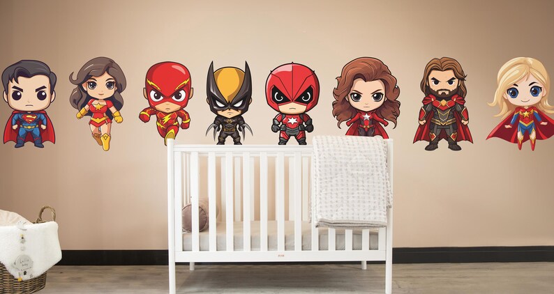 Superheroes Wall Decal Marvel Wall Sticker Spiderman Wall Mural Ironman ...