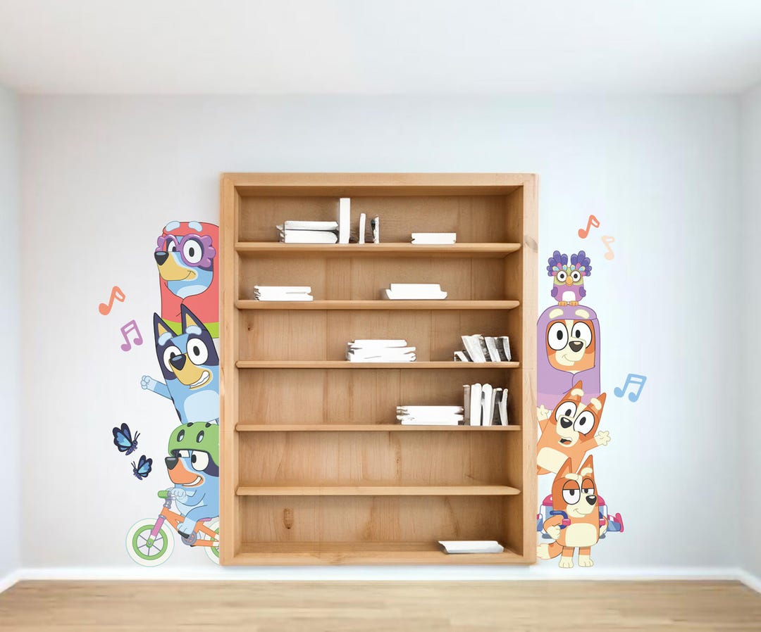 Door Frame Bluey Wall Decal Blue Cartoon Wall Sticker Bandit Heeler ...