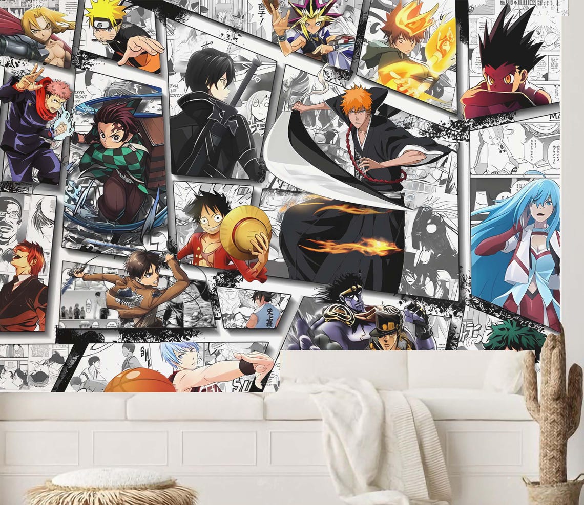 Japan Anime Wallpaper Manga Wall Decal Japanese Anime Wall Collage ...