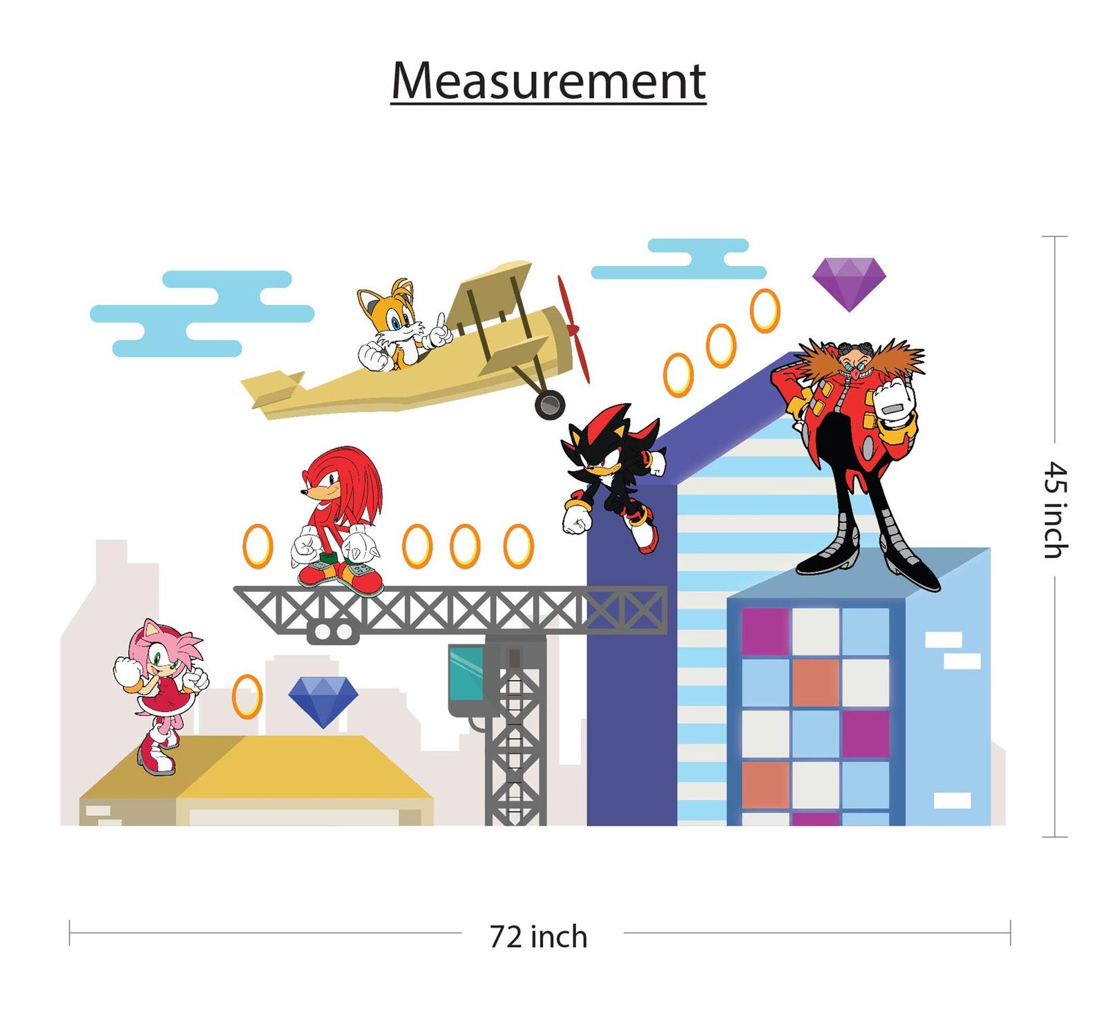 Super Sonic Wall Decal Sonic City Wall Sticker Shadow the Hedgehog ...