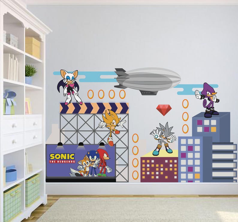 Super Sonic Wall Decal Sonic City Wall Sticker Shadow the Hedgehog ...