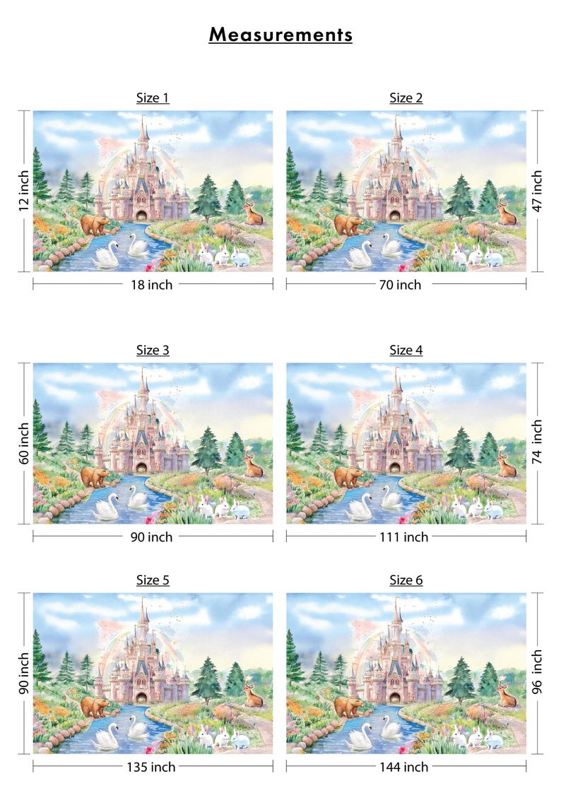 Removable Pink Princess Castle Wallpaper for Girls Room Wall Décor by ...