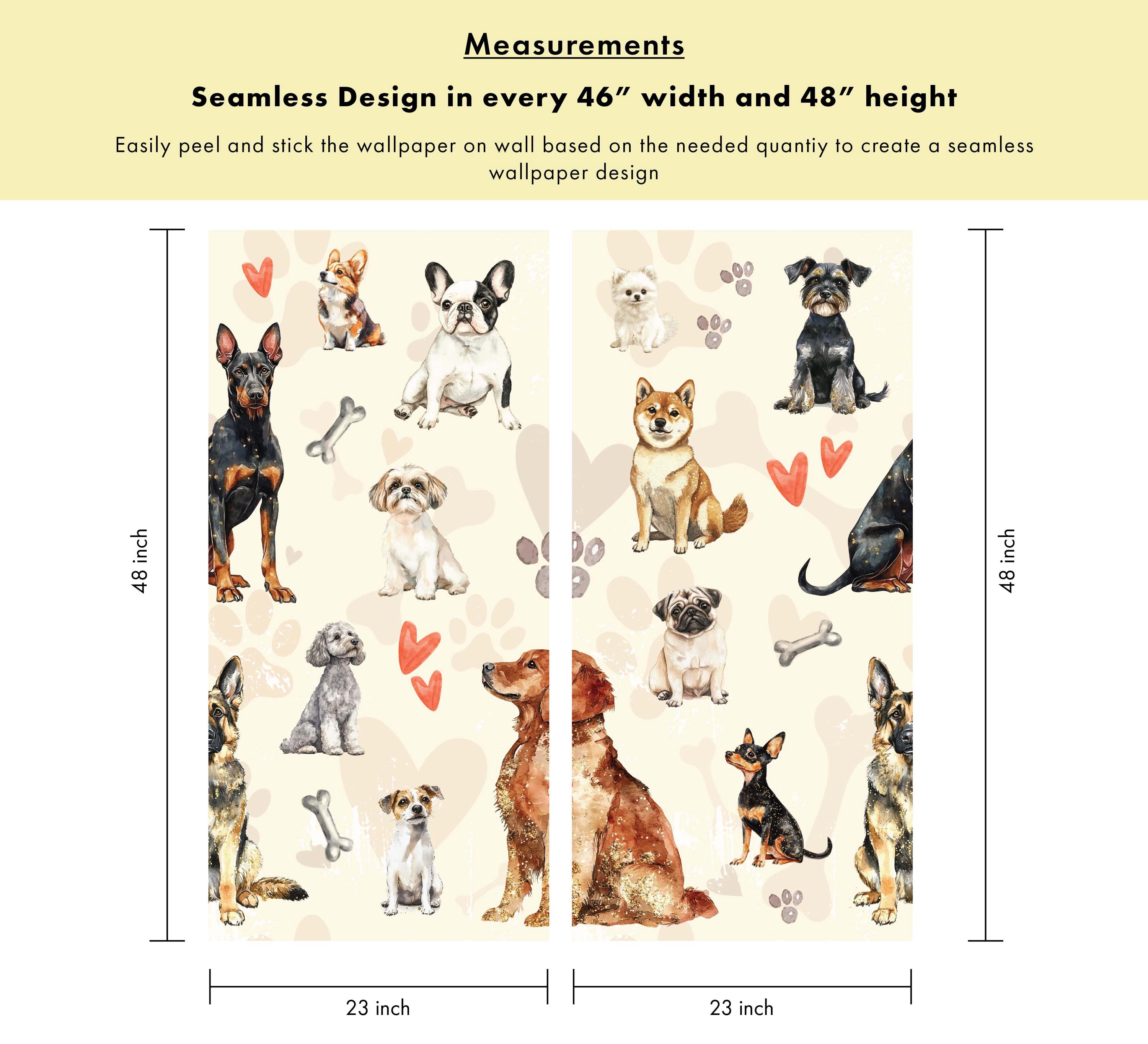 Dog Breeds Wallpaper Wall Decal Golden Retriever Poodle Wall Sticker ...