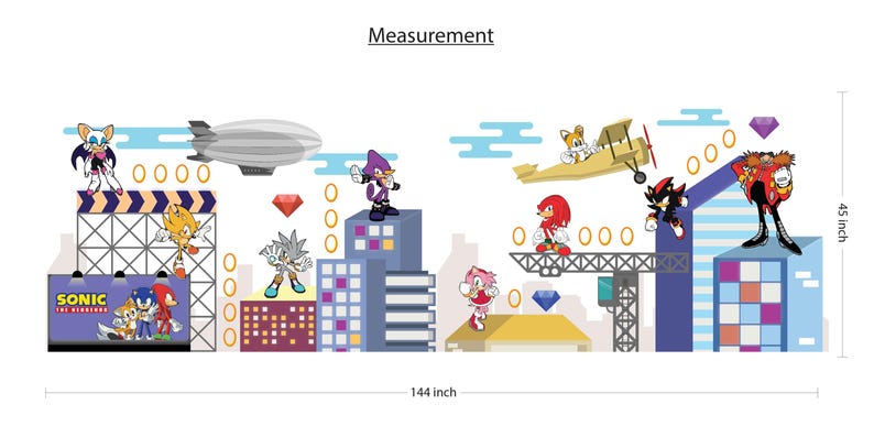 Super Sonic Wall Decal Sonic City Wall Sticker Shadow the Hedgehog ...