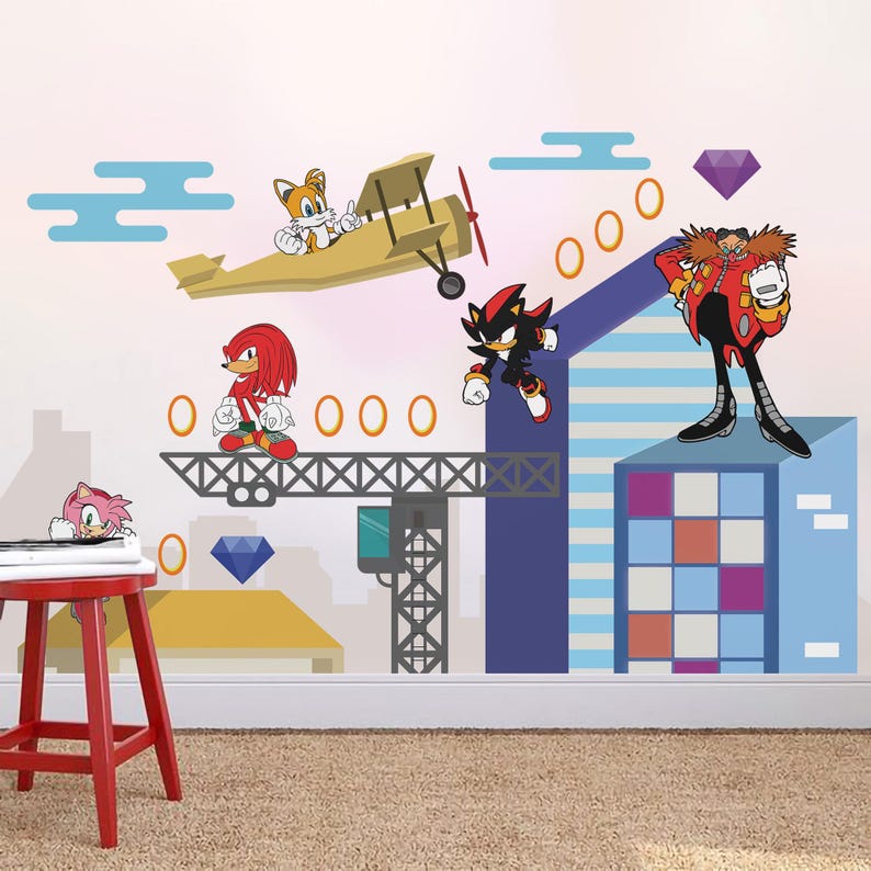 Super Sonic Wall Decal Sonic City Wall Sticker Shadow the Hedgehog ...