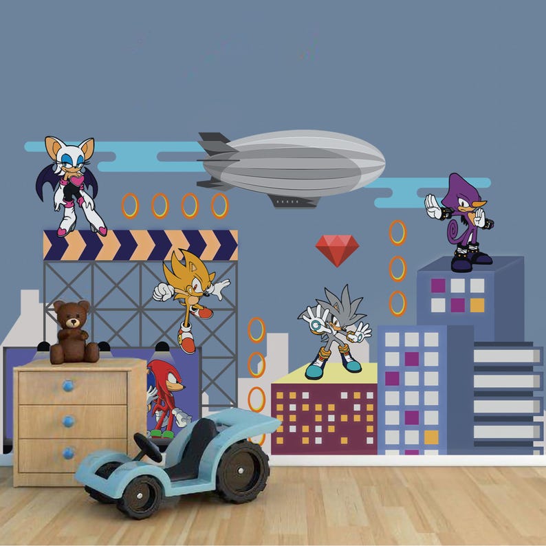 Super Sonic Wall Decal Sonic City Wall Sticker Shadow the Hedgehog ...