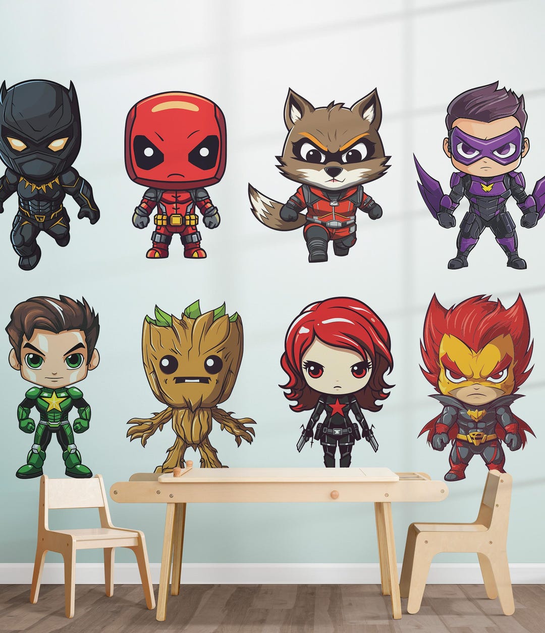 Superheroes Wall Decal Marvel Wall Sticker Black Panther Wall Mural ...