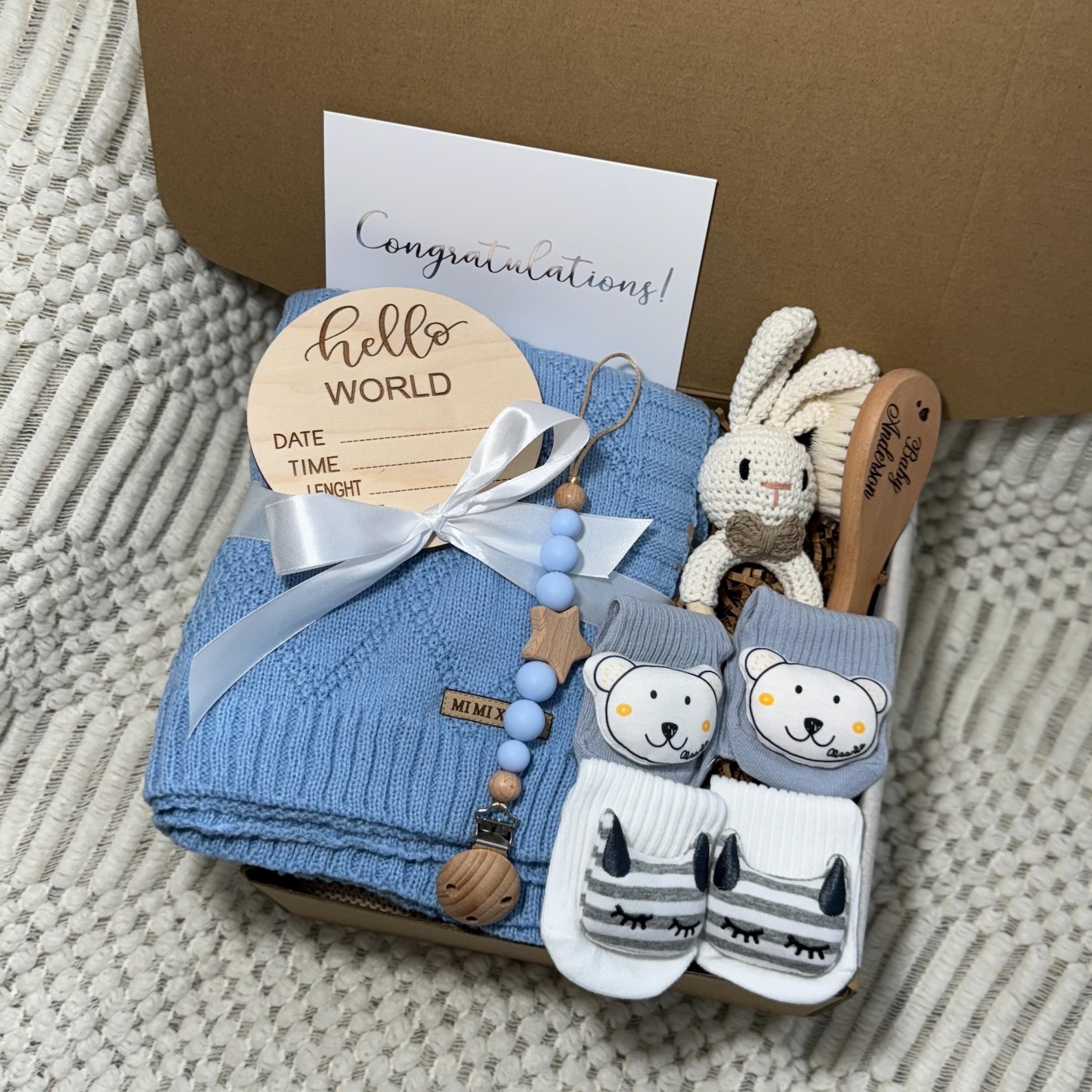 Newborn Baby Boy Gift Box Welcome Baby Boy Birth Set Bundle of Joy ...