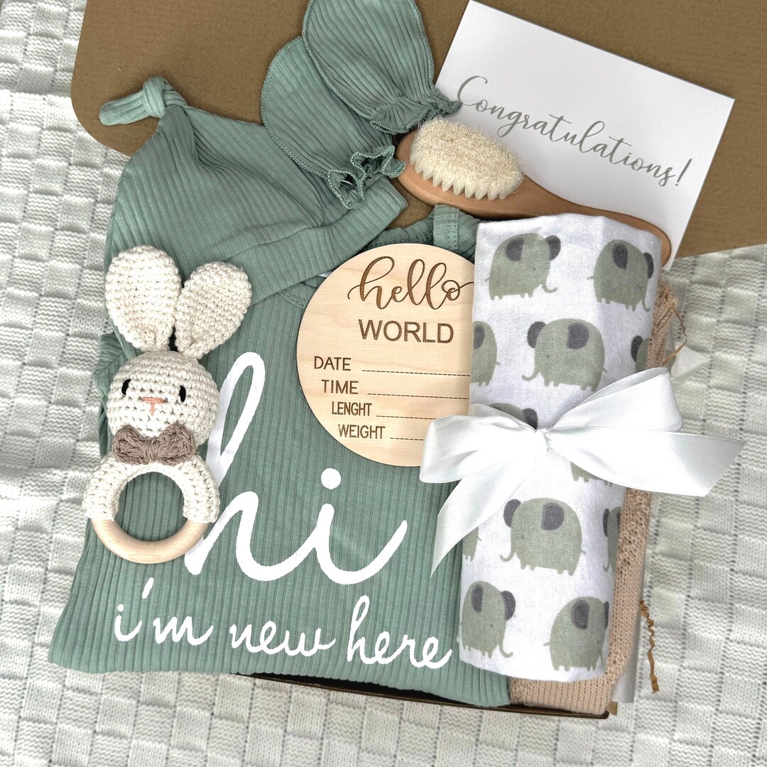 Newborn Baby Boy Blue Green Color Gift Set Welcome Baby Bundle of Joy ...