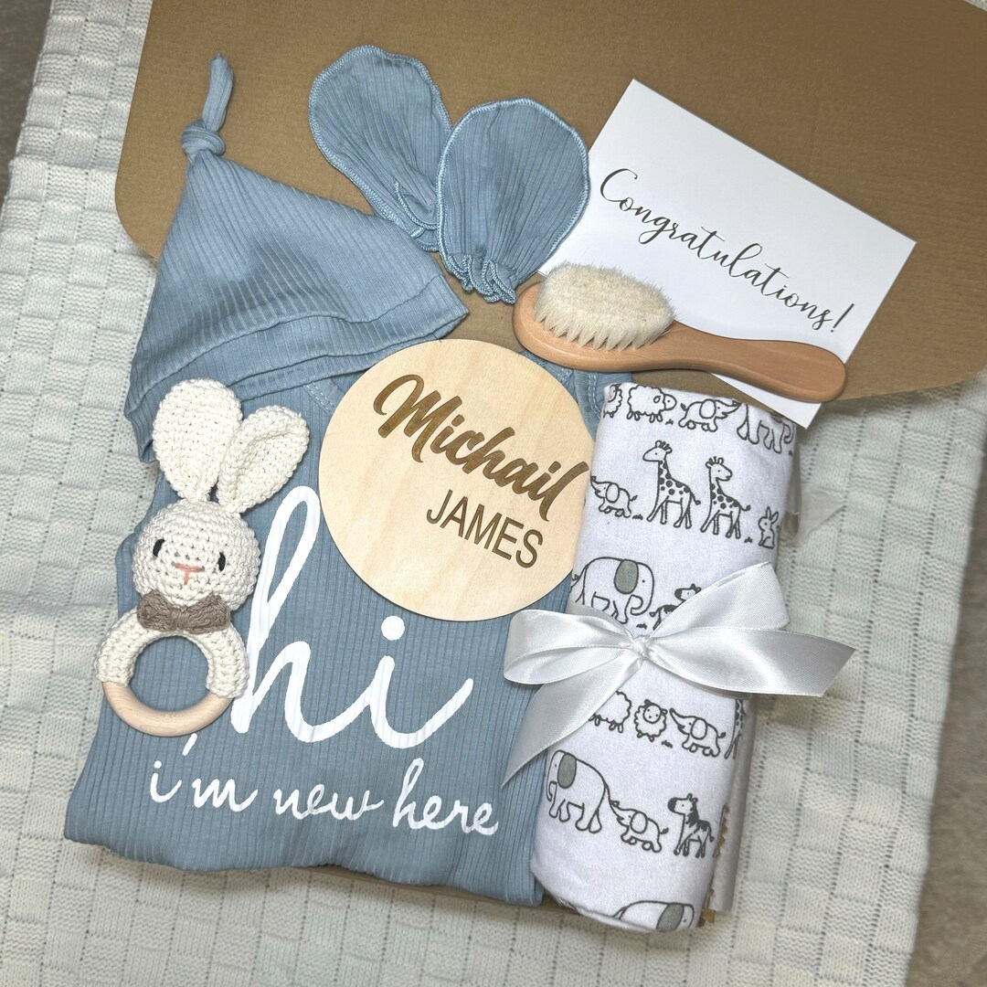 Newborn Baby Boy Blue Green Color Gift Set Welcome Baby Bundle of Joy ...