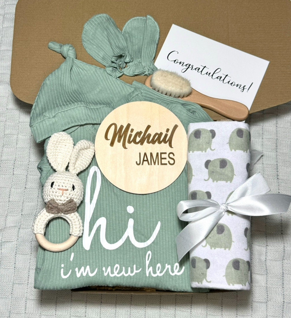 Newborn Baby Boy Blue Green Color Gift Set Welcome Baby Bundle of Joy ...