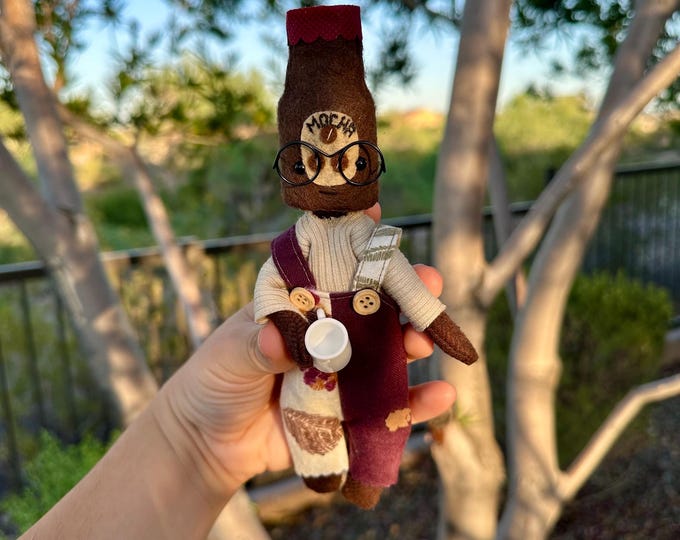 Chocolate Milkshake Mocha Head Cute Art Doll OOAK Made by Hand With ...