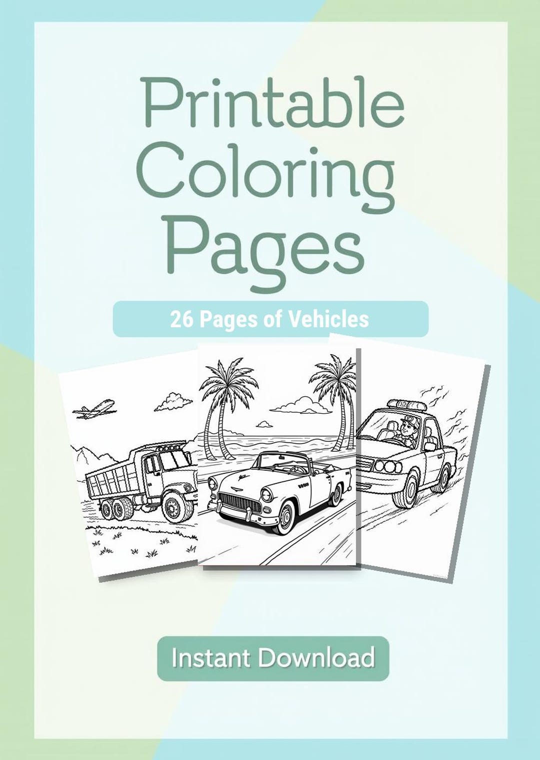 Cars Coloring Book Set 2 – 26 Pages – Exciting Cars for Kids to Color ...