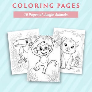 Jungle Animals Coloring Book – 10 Pages – Fun and Educational Coloring ...
