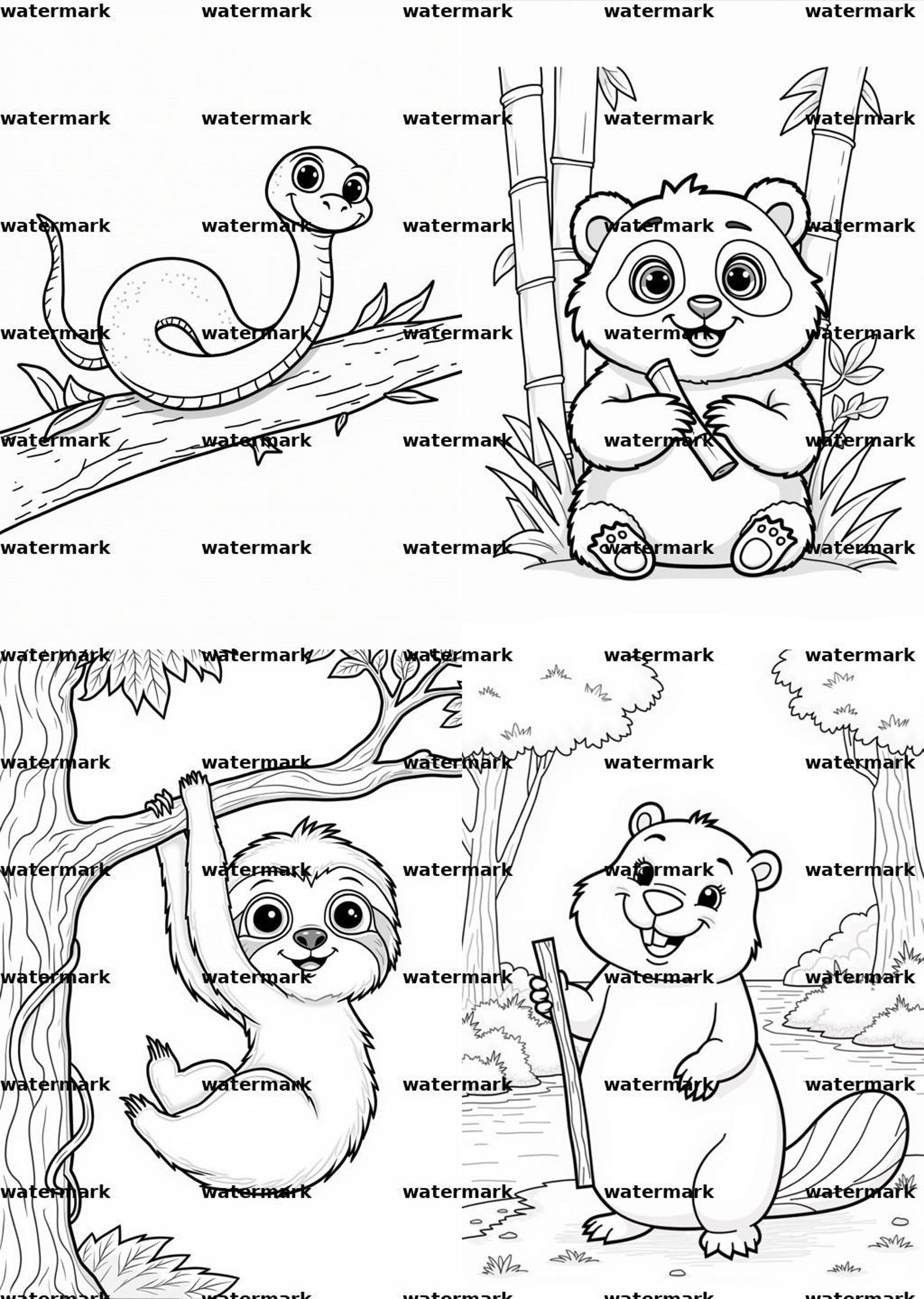 Jungle Animals Coloring Book – 10 Pages – Fun and Educational Coloring ...