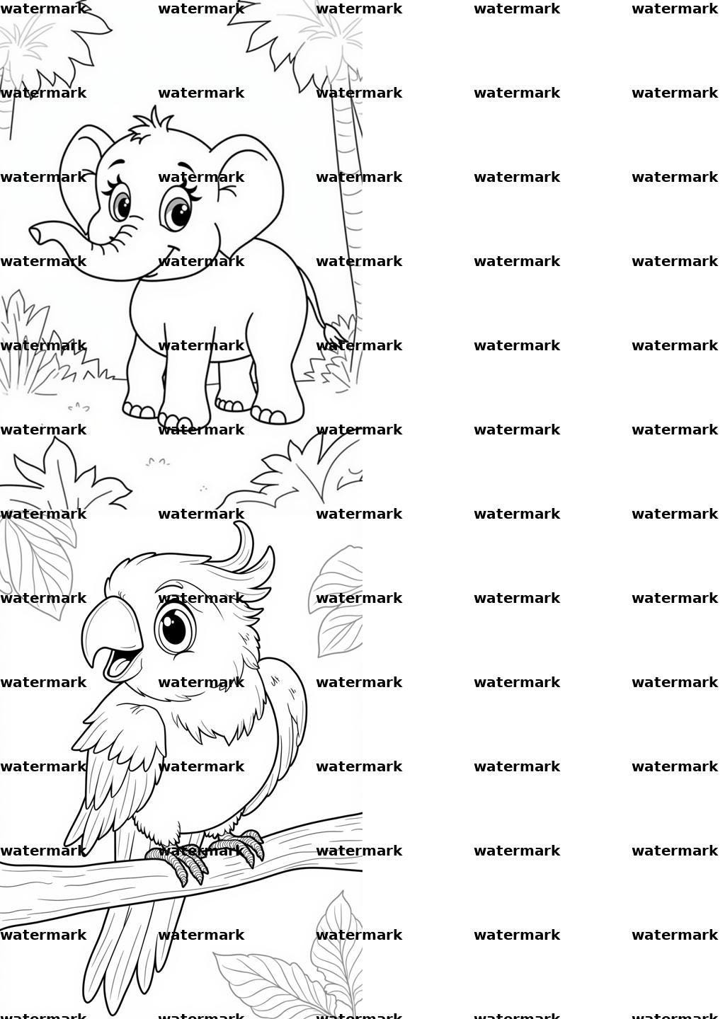 Jungle Animals Coloring Book – 10 Pages – Fun and Educational Coloring ...