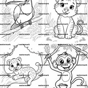 Jungle Animals Coloring Book – 10 Pages – Fun and Educational Coloring ...