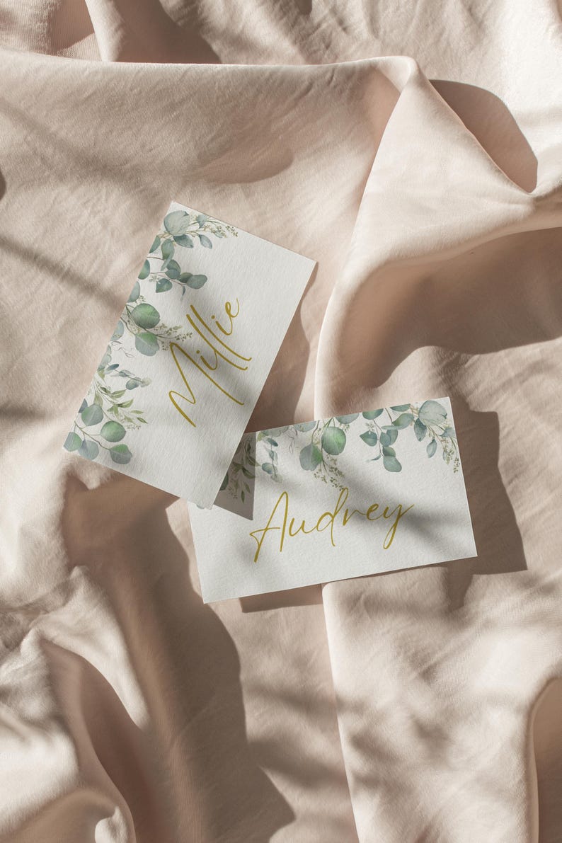 Printable Place Cards Template, Canva Custom Editable, Sage Green Name ...