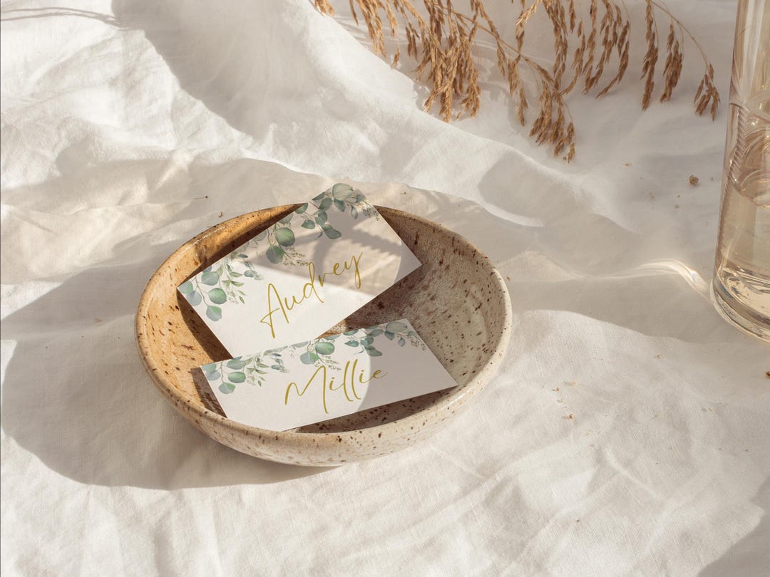 Printable Place Cards Template, Canva Custom Editable, Sage Green Name ...