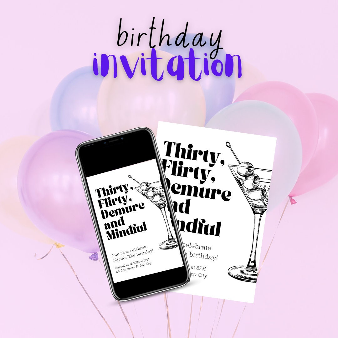Editable Birthday Invitation, Trendy Birthday Party Invite - Etsy