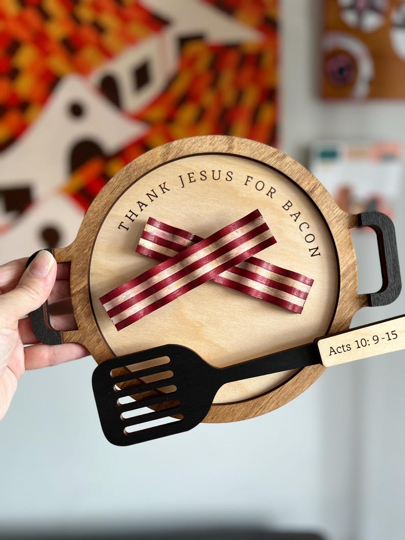 Thank Jesus for Bacon - Wall Wood Sign, Catholic Home / Kitchen Decor ...