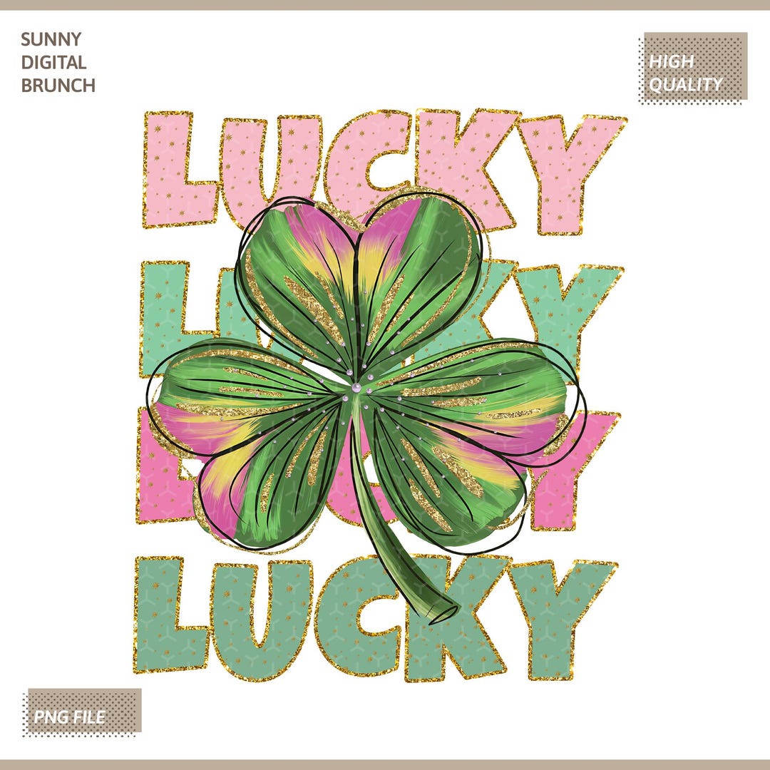 Retro Lucky Png, Retro St Patrick's Day Png, Glitter Lucky Shamrock Png ...