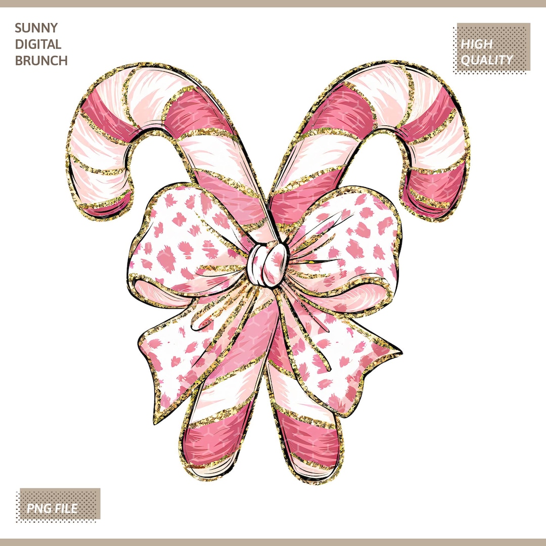 Glitter Colorful Christmas Candy Canes Png Christmas Coquette Bow Png ...