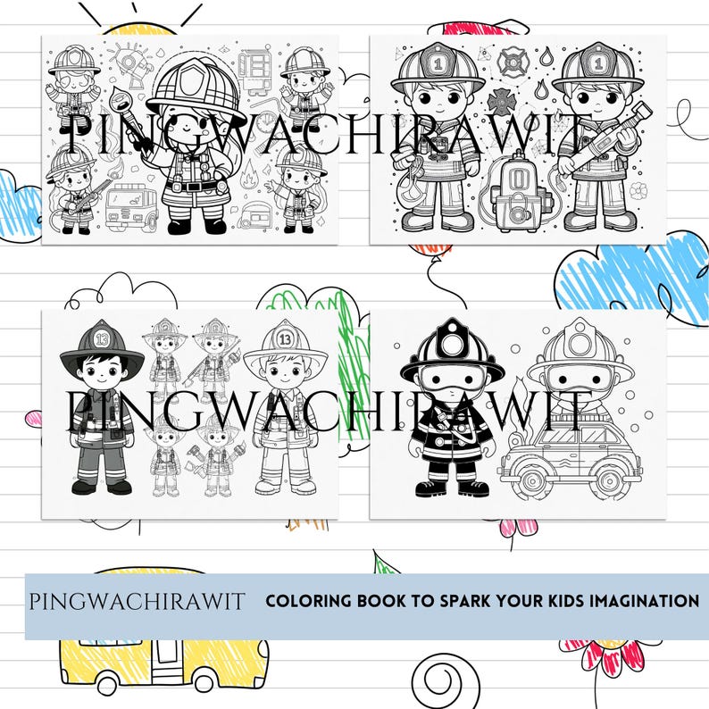 Firefighter Coloring Pages for Kids 20 Printable PDF Sheets, Fun ...