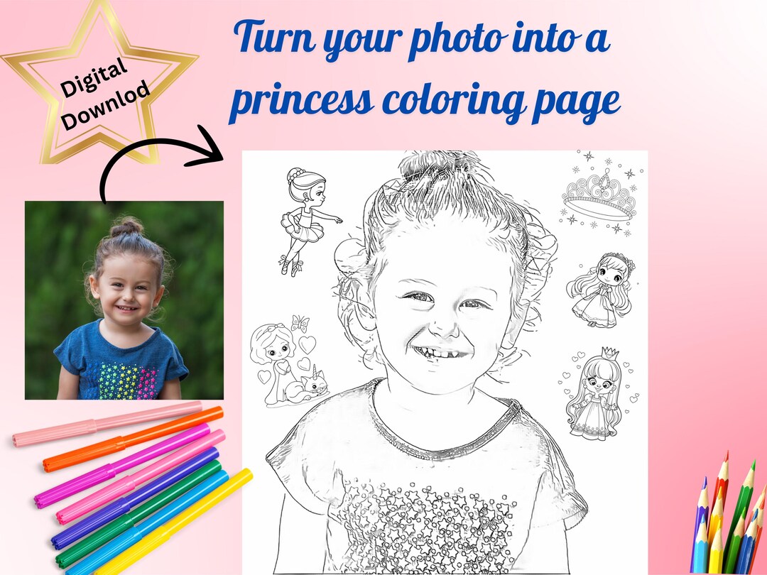 Personalized Coloring Pages From Your Photo, Custom Gift, Portrait ...