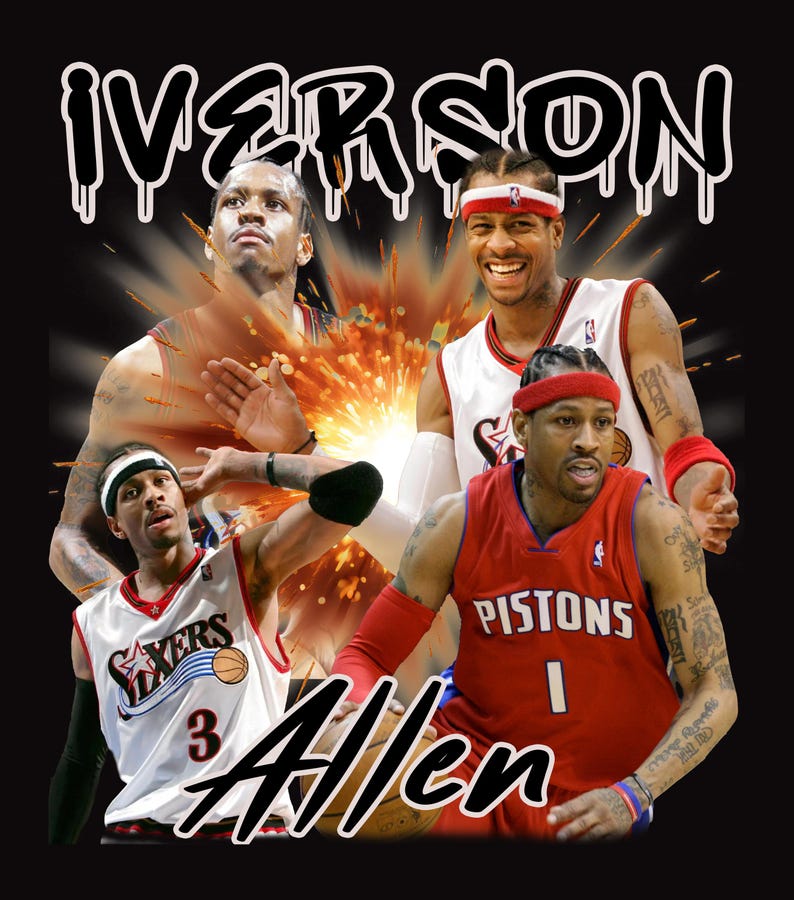 Allen Iverson Png Tshirt Design Digital File, 300 DPI ,PNG File Ready ...