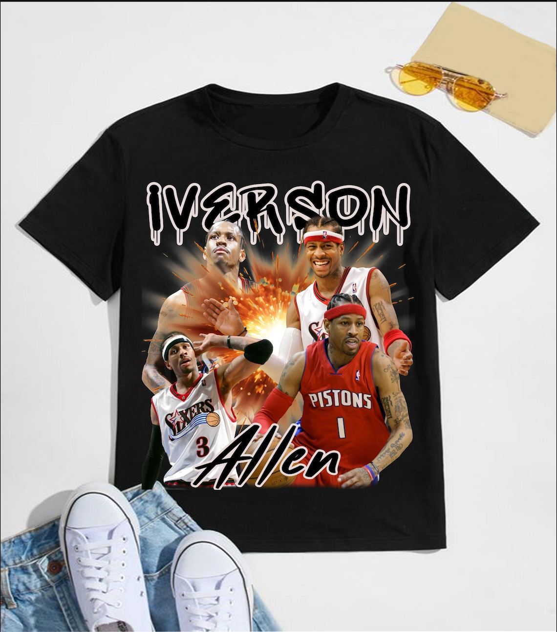 Allen Iverson Png Tshirt Design Digital File, 300 DPI ,PNG File Ready ...