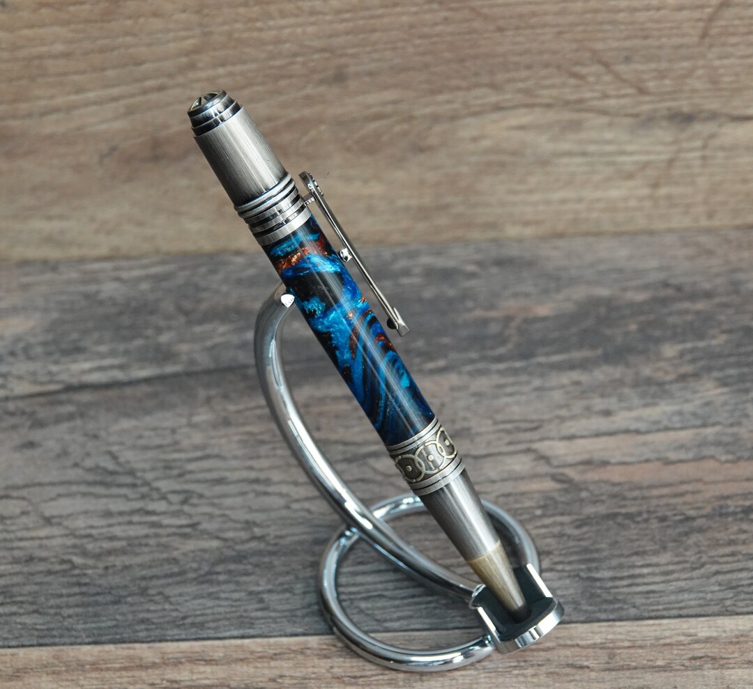Pro X Art Deco Twist Ballpoint Pen Dragon Blue Alumilite Blank Gun ...